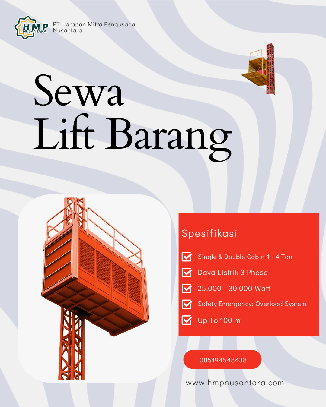 Sewa Lift Barang Semarang Solusi Angkut Material Proyek